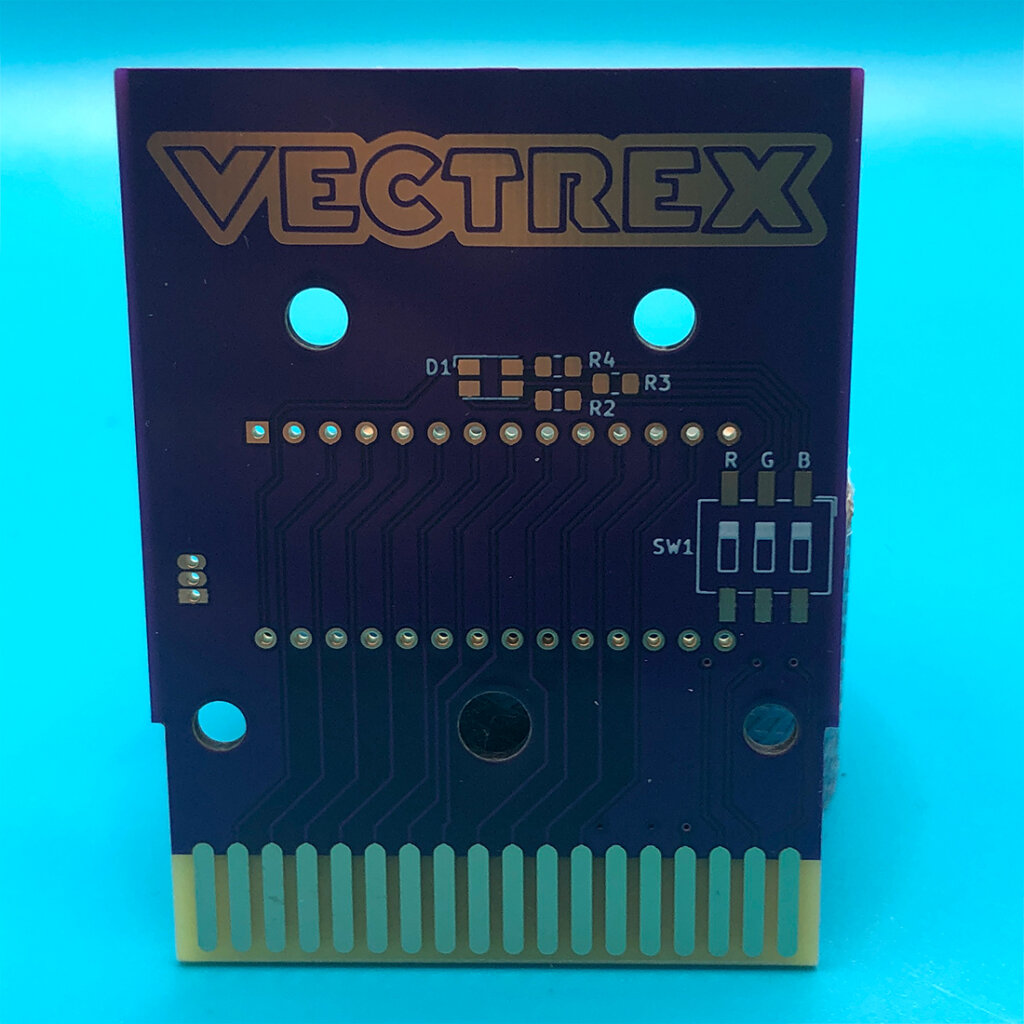Vectrex cartridge deluxe PCB, with gold-plated, chamfered edge connector